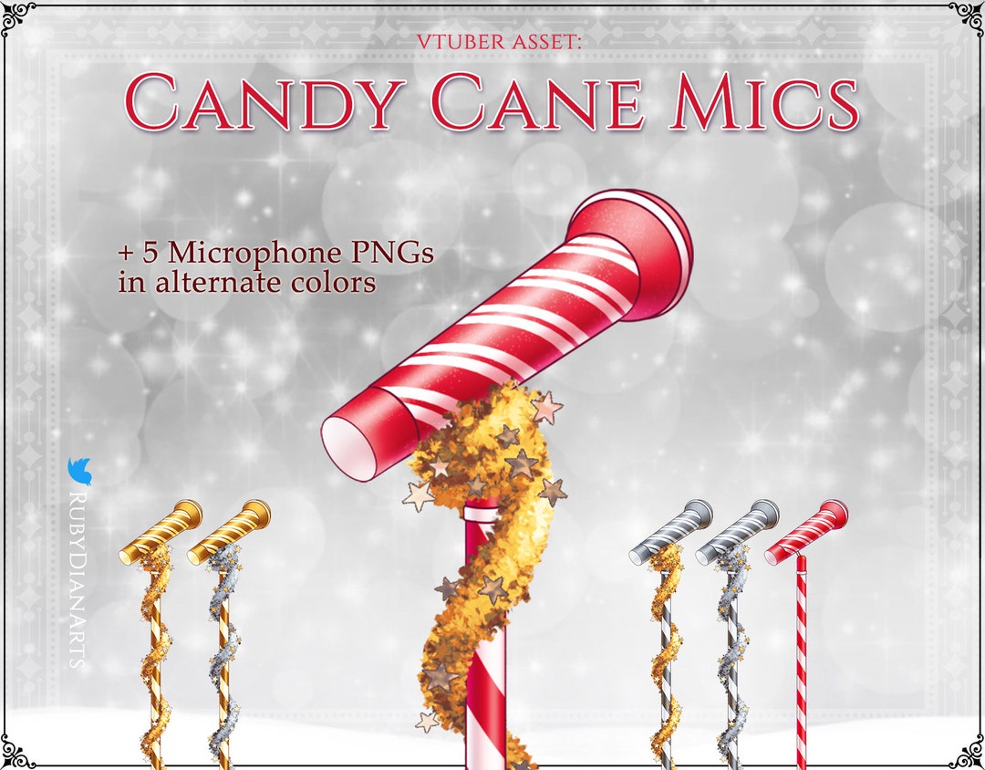 Candy Cane Mic | Vtuber Christmas Assets + Extra Microphones in Gold ...