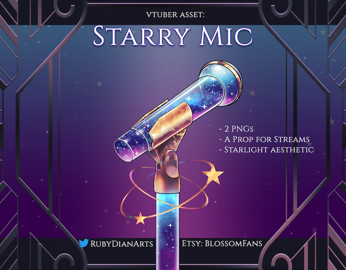 Starry Mic Celestial Vtuber Asset Microphone Stream - Etsy Canada