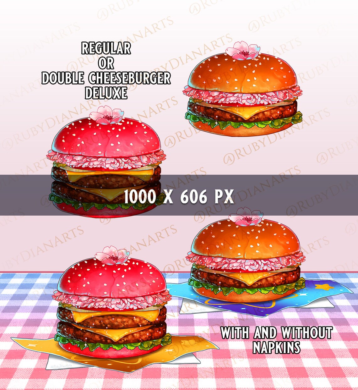 Sakura Burgers | Vtuber Food Assets | Cute Aesthetic Cheeseburger ...