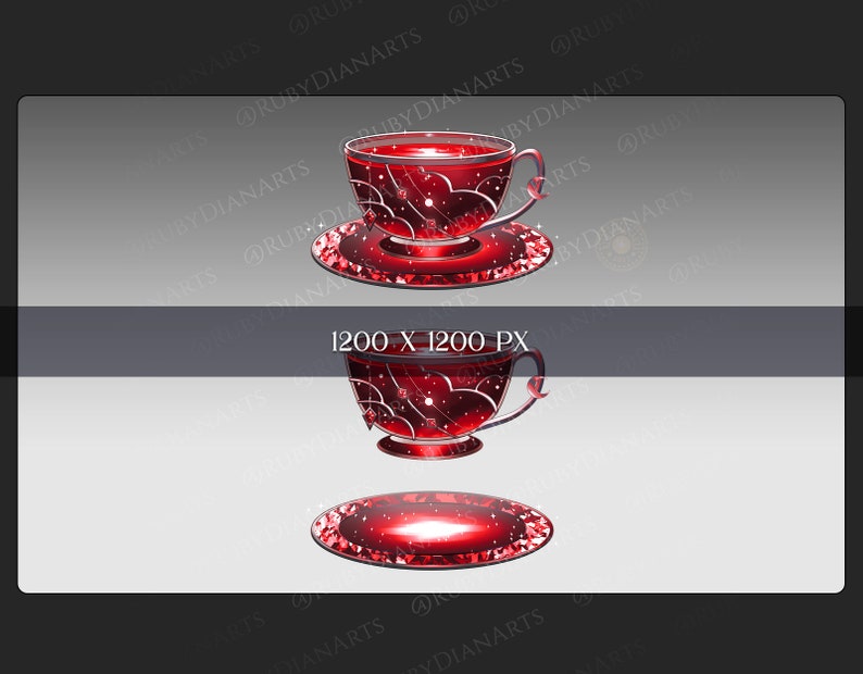 Red Moon Drip Teacup | Stream Vtuber Assets | Crimson Teaset Aesthetics ...
