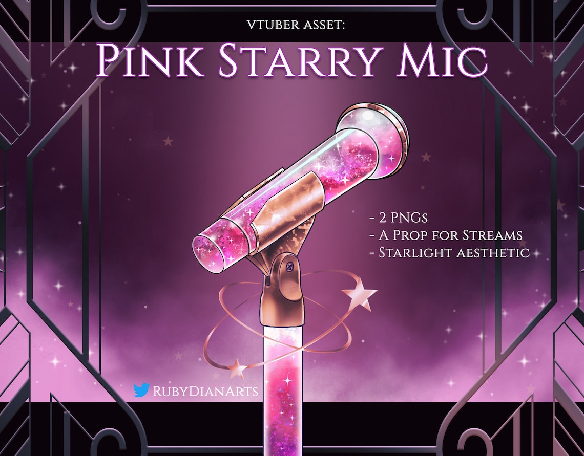Pink Starry Mic Celestial Vtuber Asset Microphone Stream - Etsy