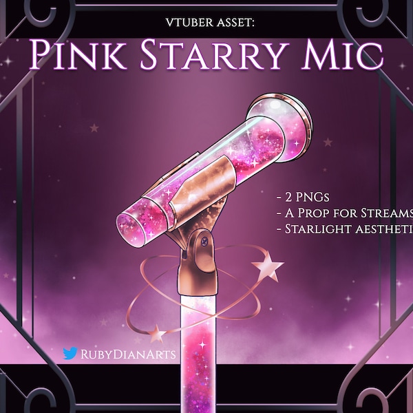 Starry Mic Celestial Vtuber Asset Microphone Stream Decoration Star ...