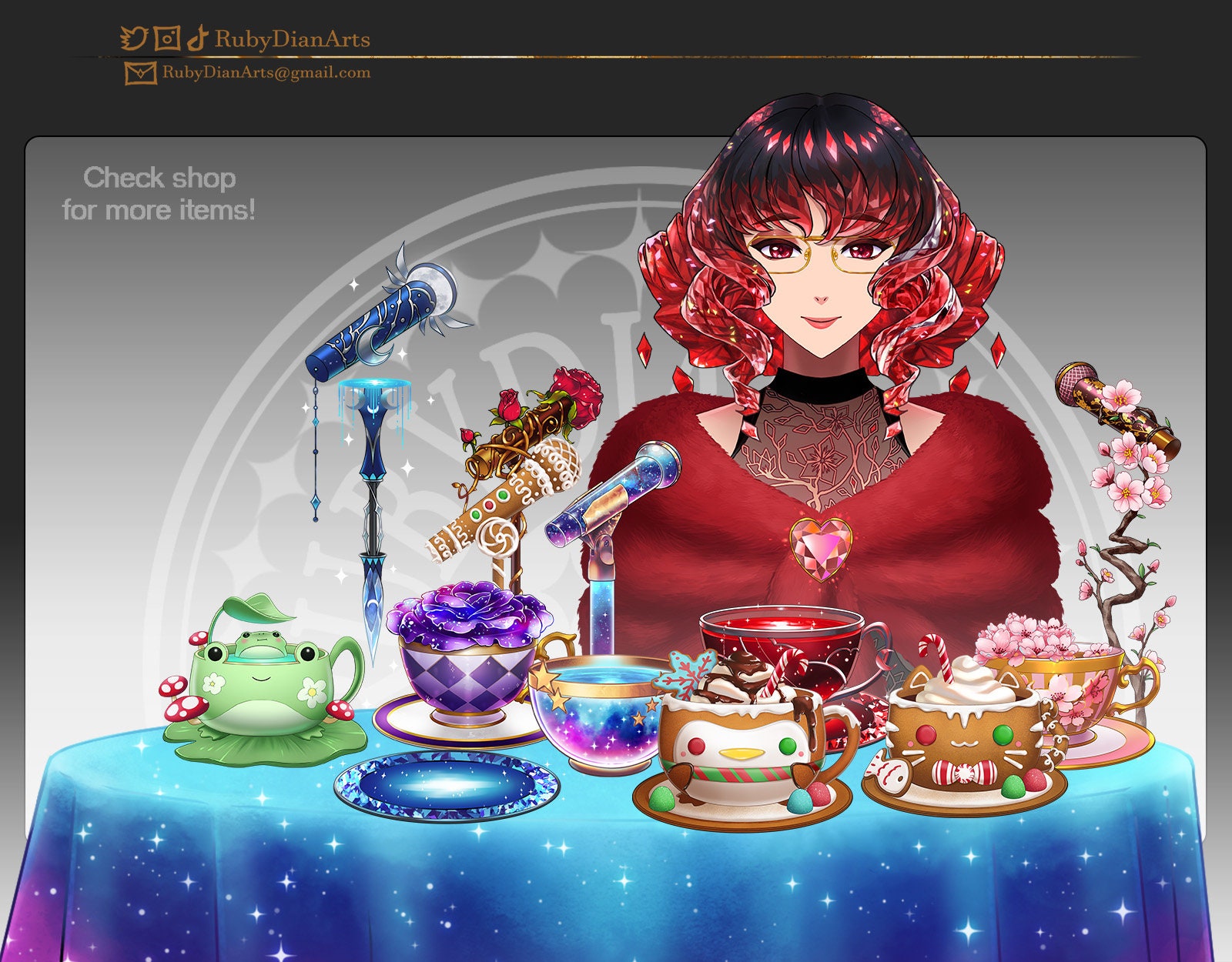 Starry Just Chatting Set Vtuber Assets Stream Asset Wings, Teacup ...