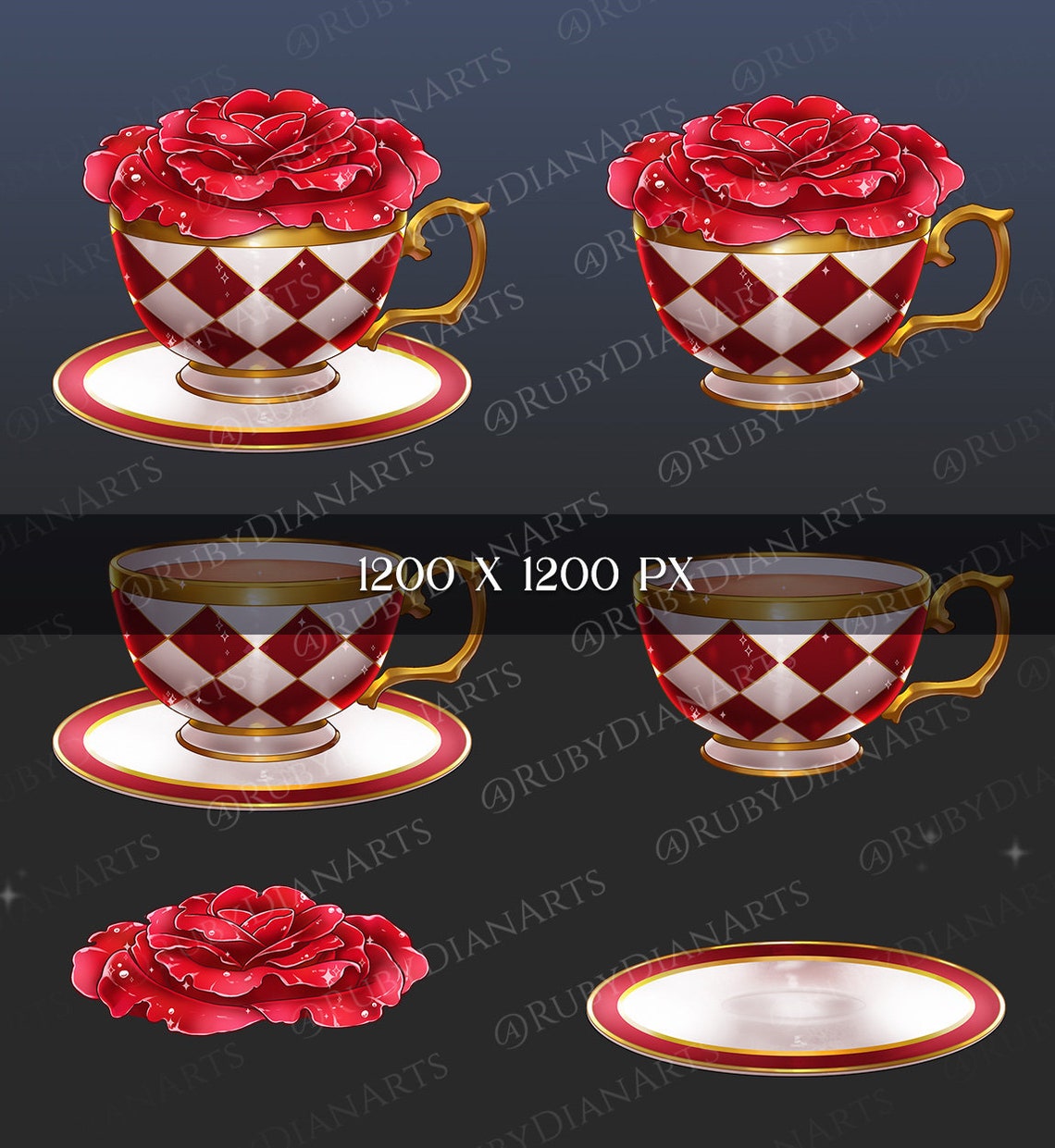 Rose Teacups Stream Vtuber Assets Floral Tea Cup Aesthetics for Twitch ...