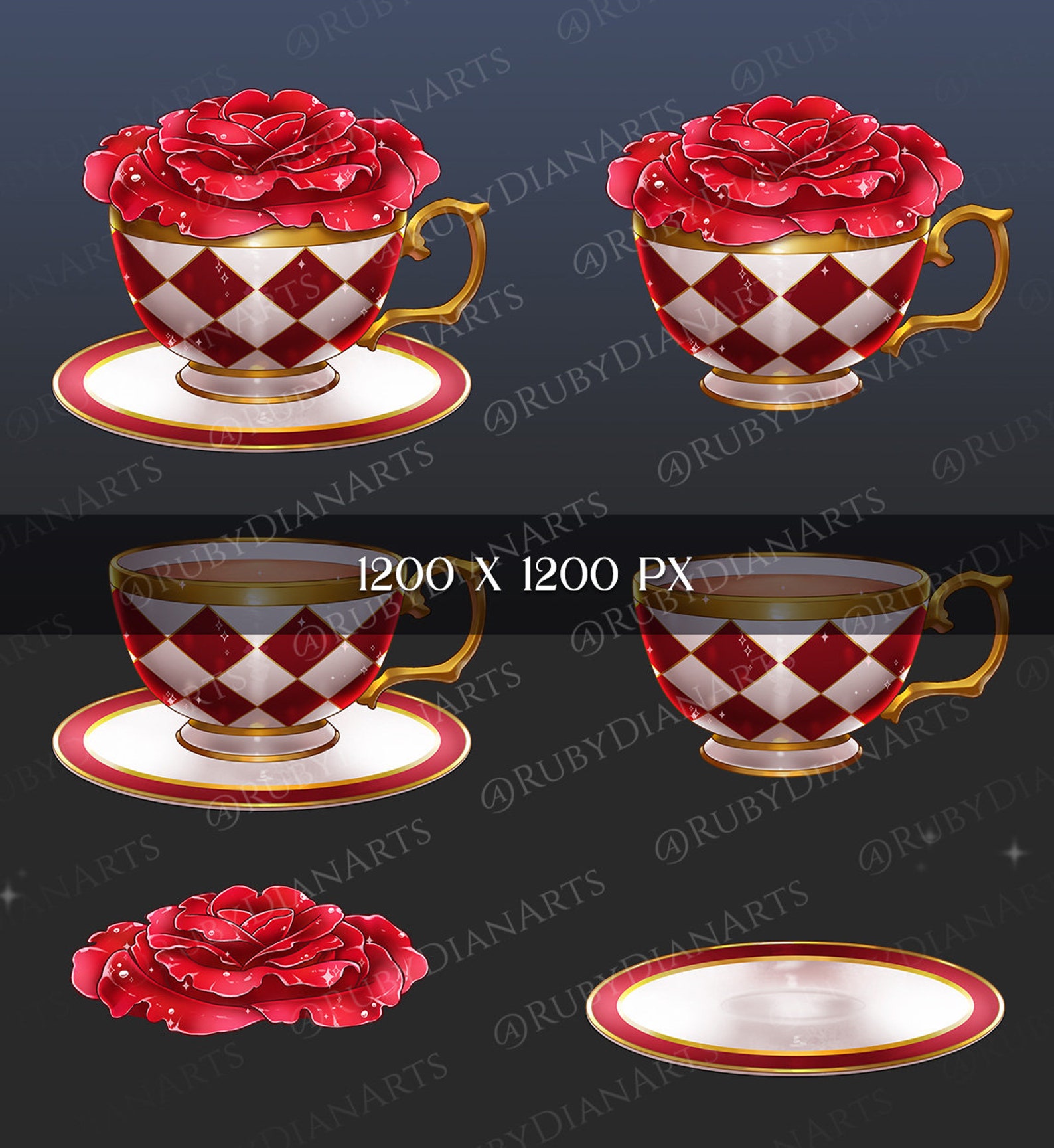 Rose Teacups | Stream Vtuber Assets | Floral Tea Cup Aesthetics for ...