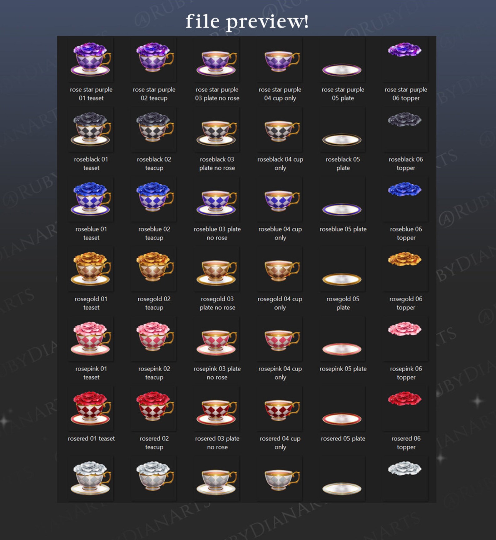 Rose Teacups | Stream Vtuber Assets | Floral Tea Cup Aesthetics for ...