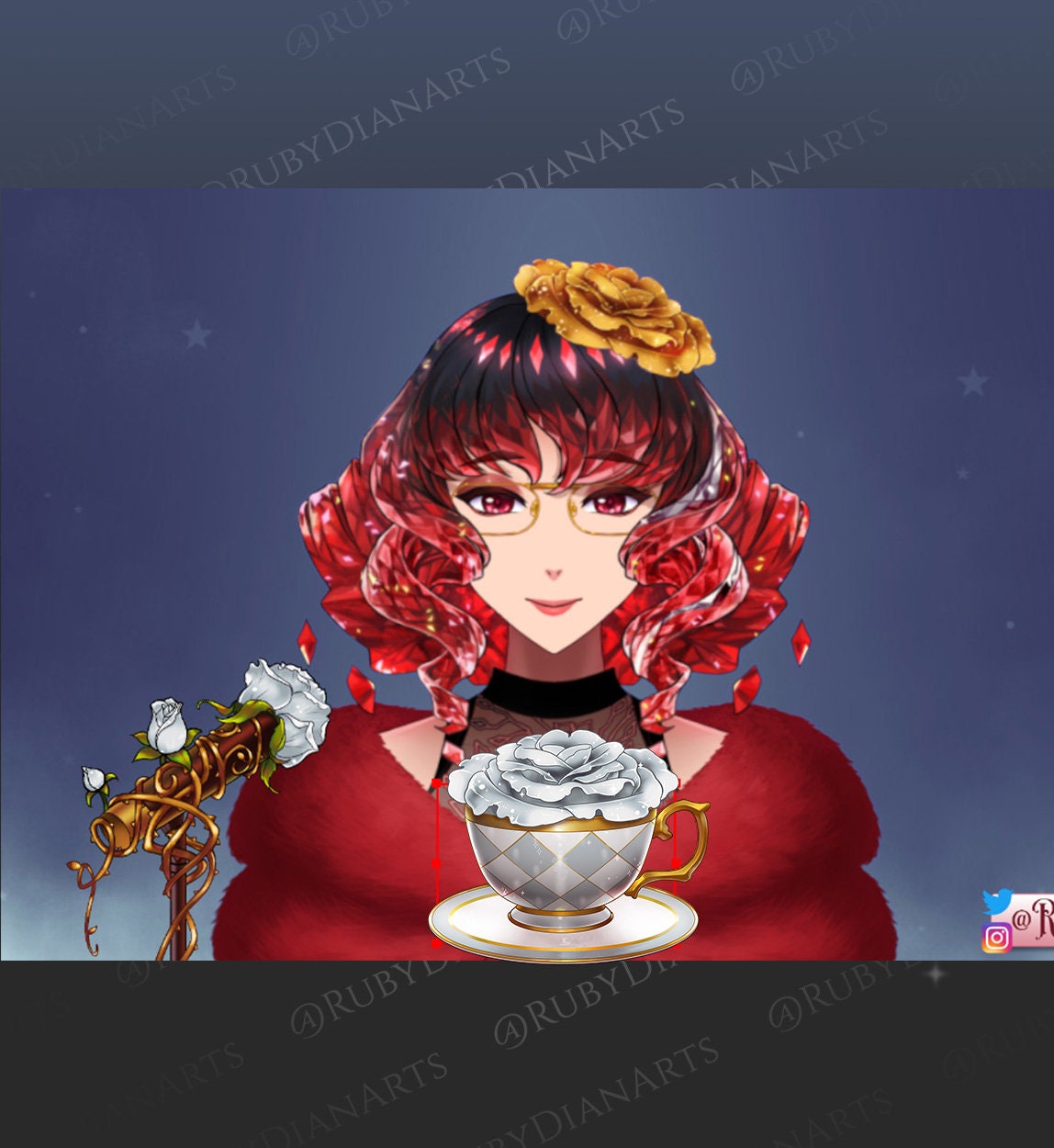 Rose Teacups Stream Vtuber Assets Floral Tea Cup Aesthetics for Twitch ...