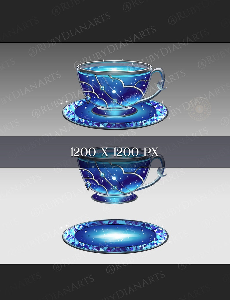 Moon Drip Teacup | Stream Vtuber Assets | Celestial Space Teaset ...