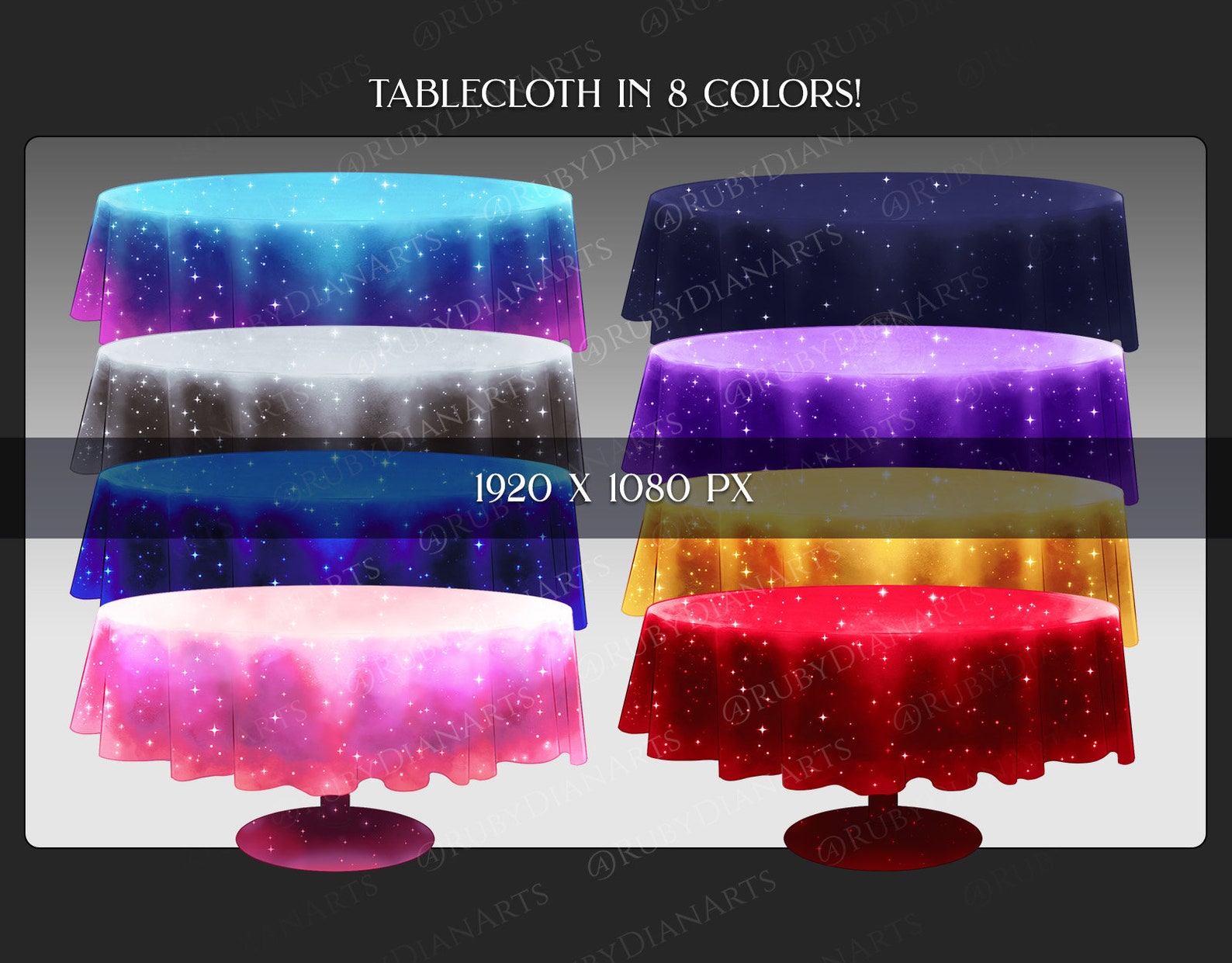 Starry Table Set Vtuber Asset Aesthetic Celestial Tea Time Tablecloth ...