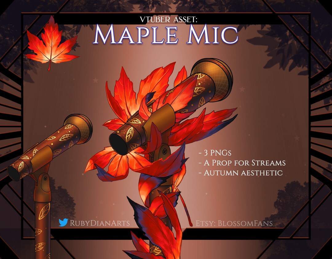 Maple Mic | Autumn Leaves | Vtuber Asset | Stream Props | Maple Leaf ...