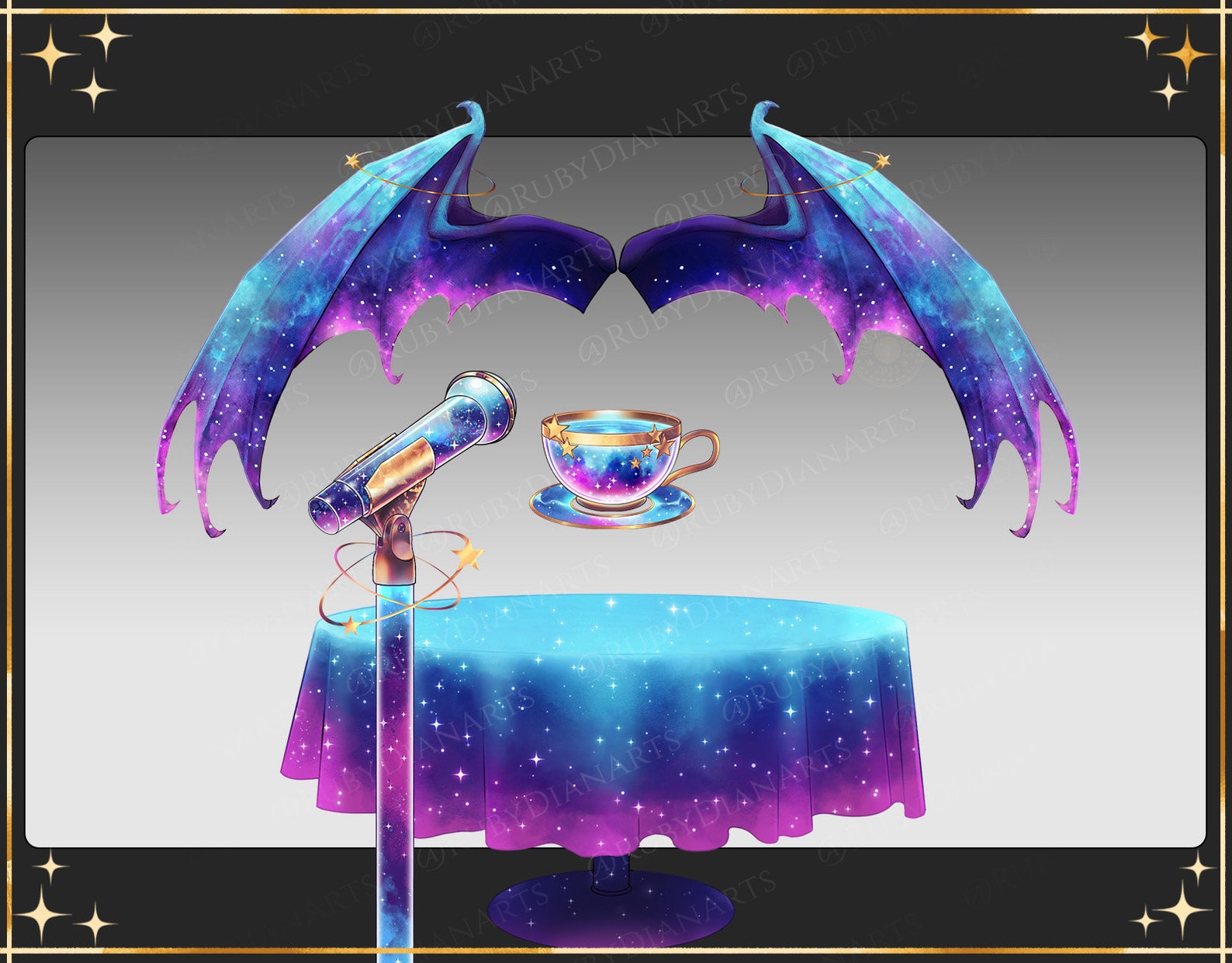 Starry Just Chatting Set Vtuber Assets Stream Asset Wings, Teacup ...