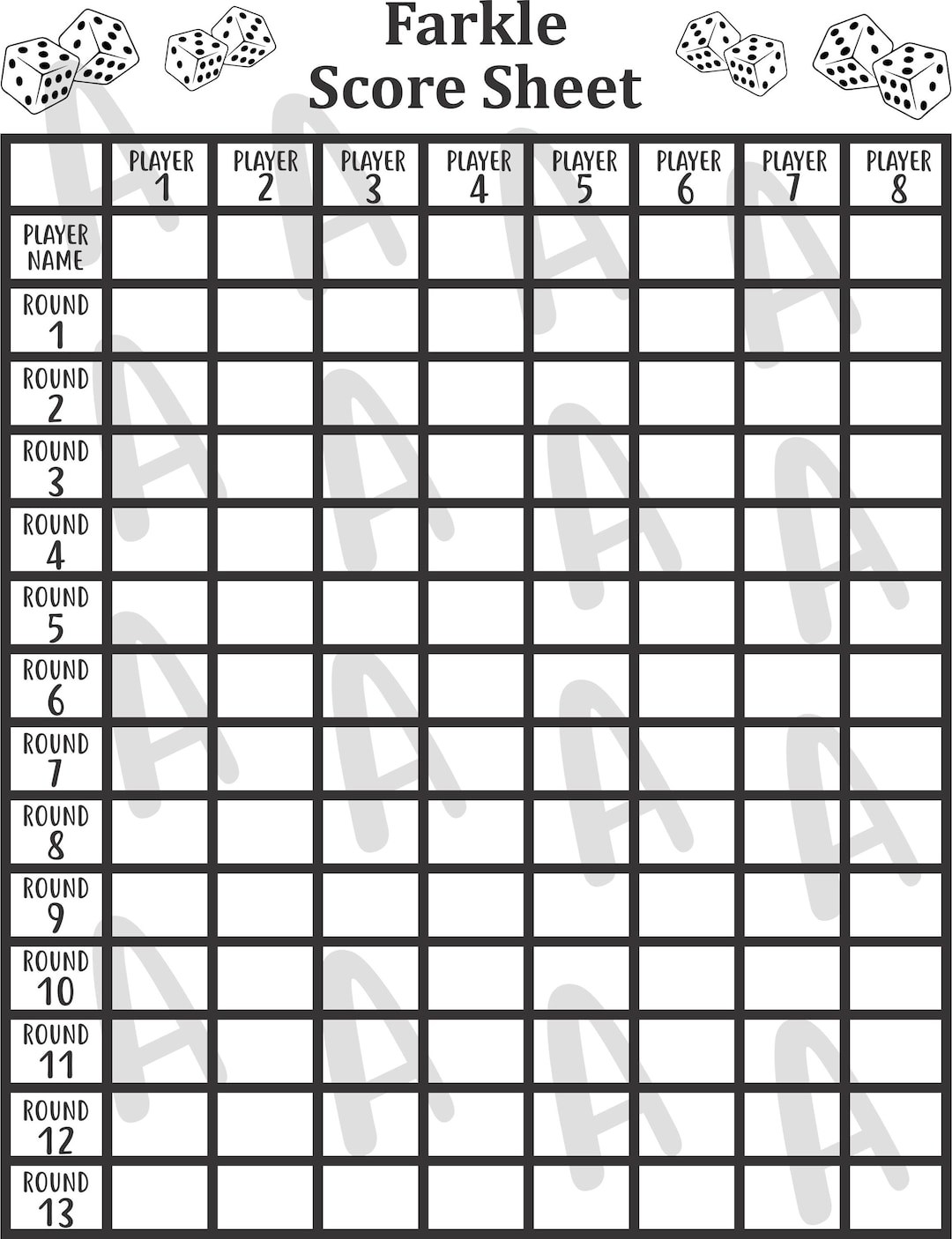 Farkle Game Score Sheet, Digital Download, Instant Download, Farkle - Etsy