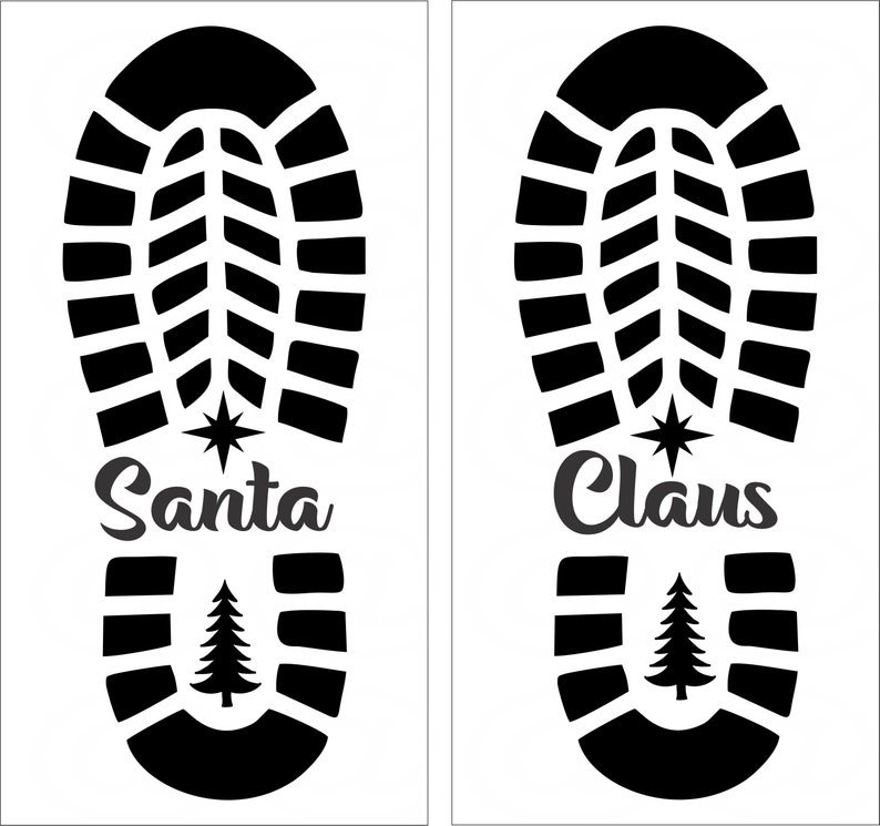Santa Boot Stencil Svg - Santa Shoe Stencil -santa Footprint Stencil ...