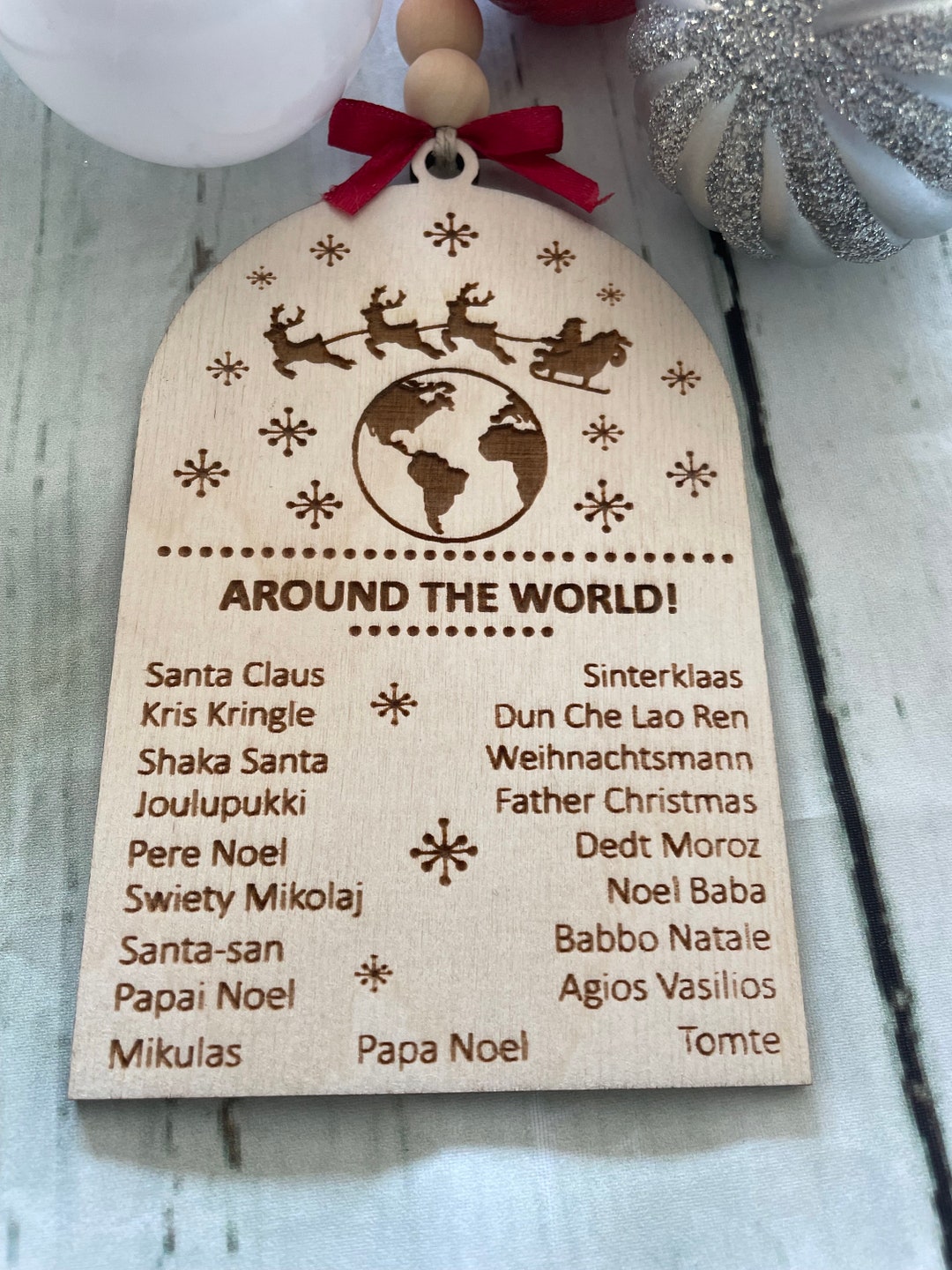 Names of Santa Claus From Around the World, Christmas Ornament, , Laser ...