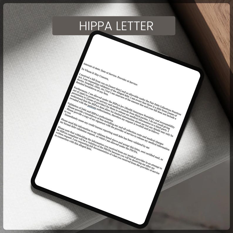 HIPPA LETTER, VIEWING Copy Letter, Digital Printable Under the Health ...