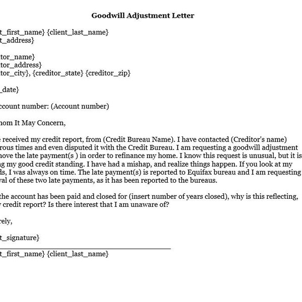 Goodwill Letter Template - Etsy