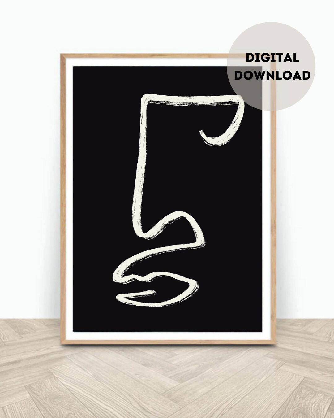 Black and White Modern Line Drawing, Face Line Drawing, Modern Art ...