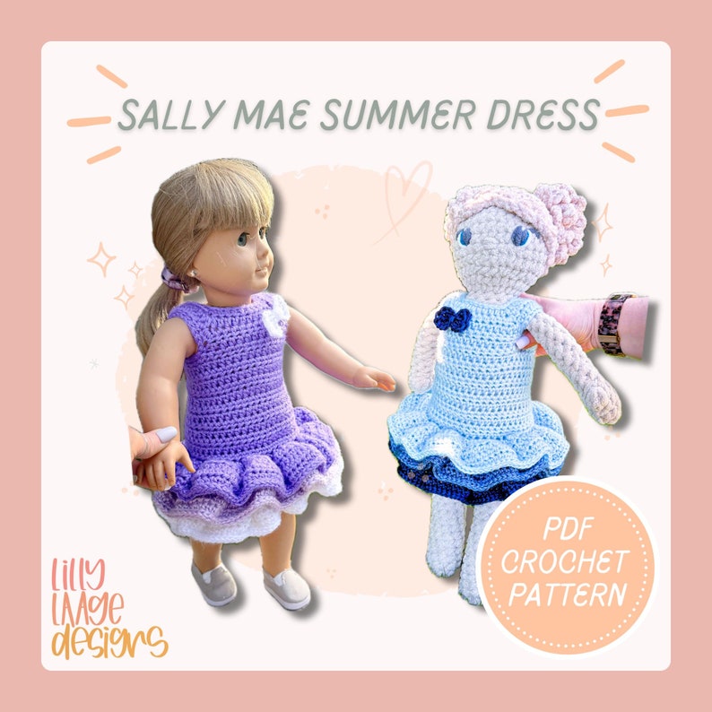 Sally Mae Summer Dress Crochet Pattern for Dolls Crochet Doll Dress Pattern Crochet Pattern for ...