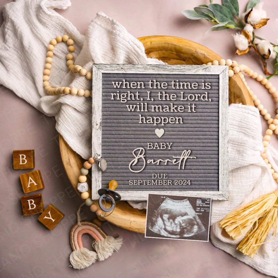 Christian Baby Announcement Digital, When the Time is Right I the Lord ...