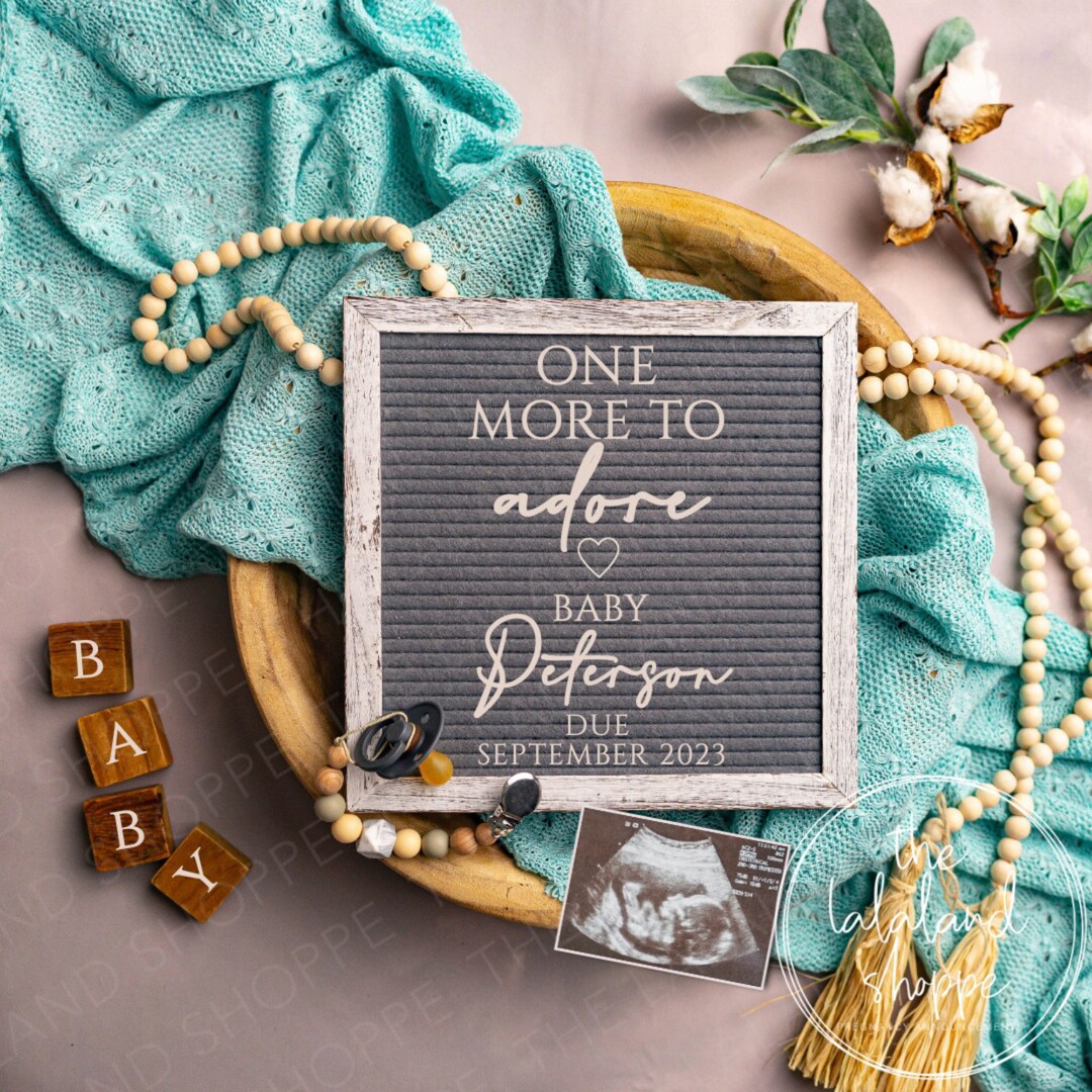 Digital Pregnancy Announcement, Baby Boy Teal Blue, One More to Adore ...