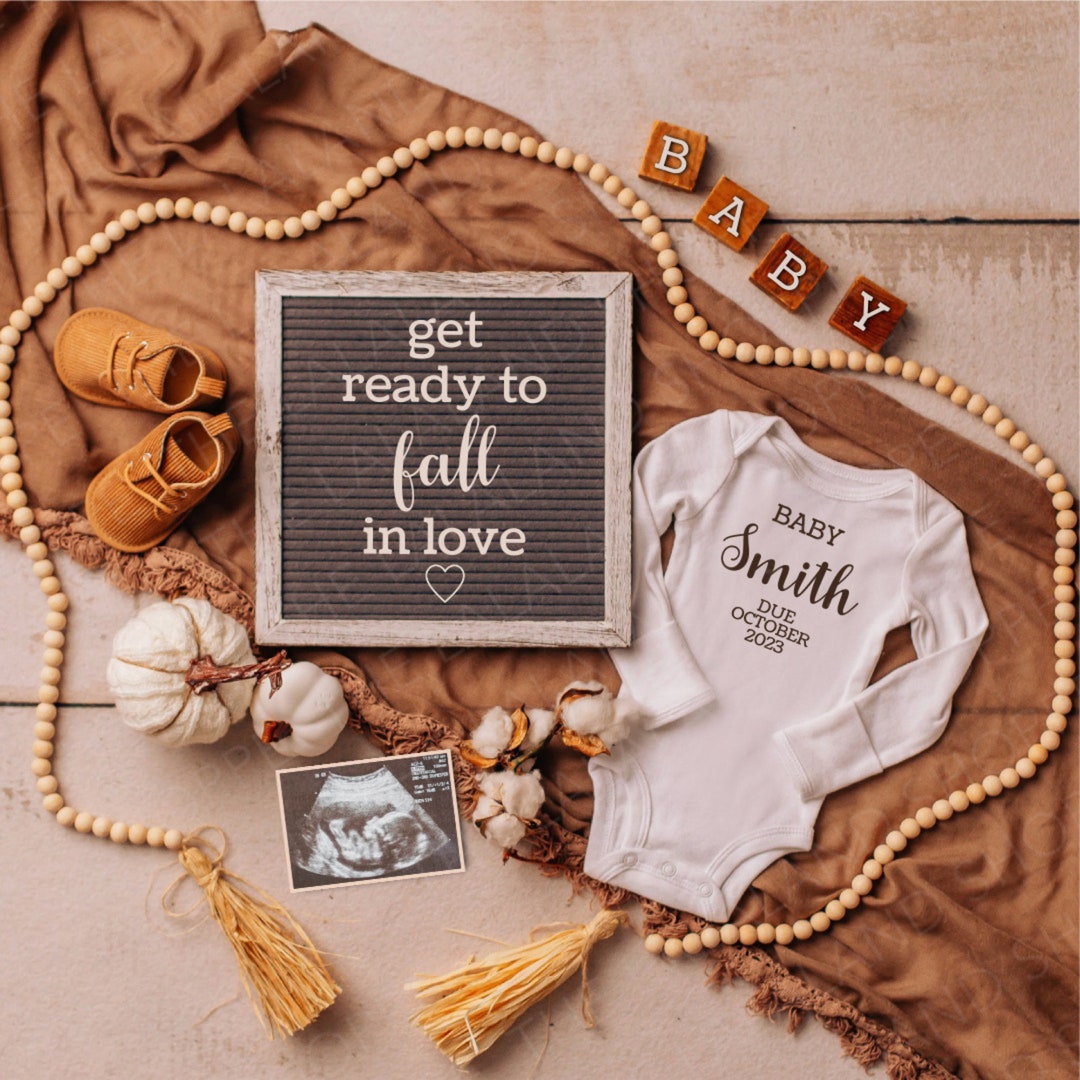 Fall Pregnancy Announcement, Get Ready to Fall Love, Gender Neutral ...