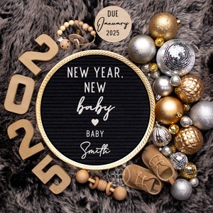 New Years Baby Announcement Digital New Year Baby Pregnancy ...