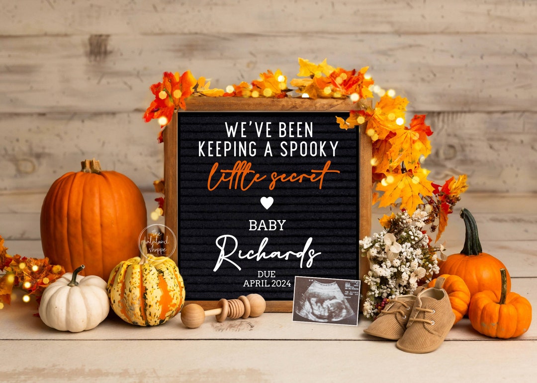 Halloween Pregnancy Announcement Digital, Halloween Baby Announcement ...