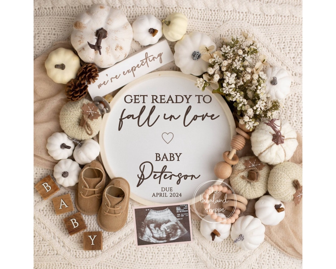 Fall Pregnancy Announcement Digital, Gender Neutral November Baby ...