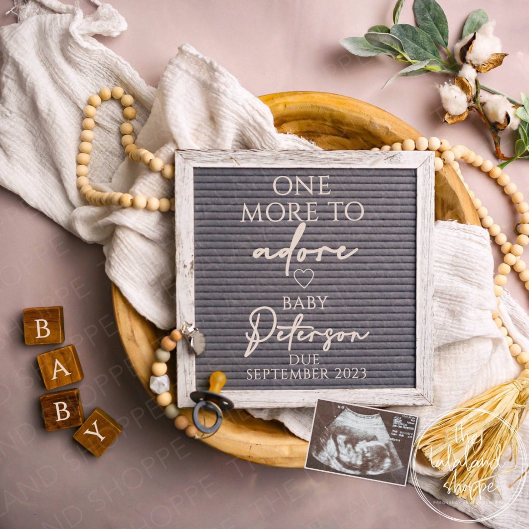 Digital Pregnancy Announcement, One More to Adore, Editable Digital ...