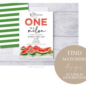 One in a Melon Favor Tag Printable Template Red Watermelon Birthday ...