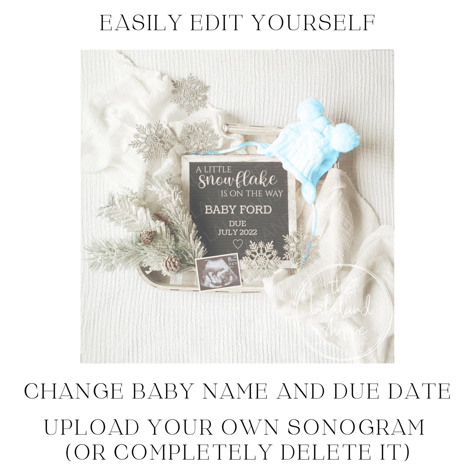 Winter Pregnancy Announcement Digital, Winter Baby Announcement, Little ...