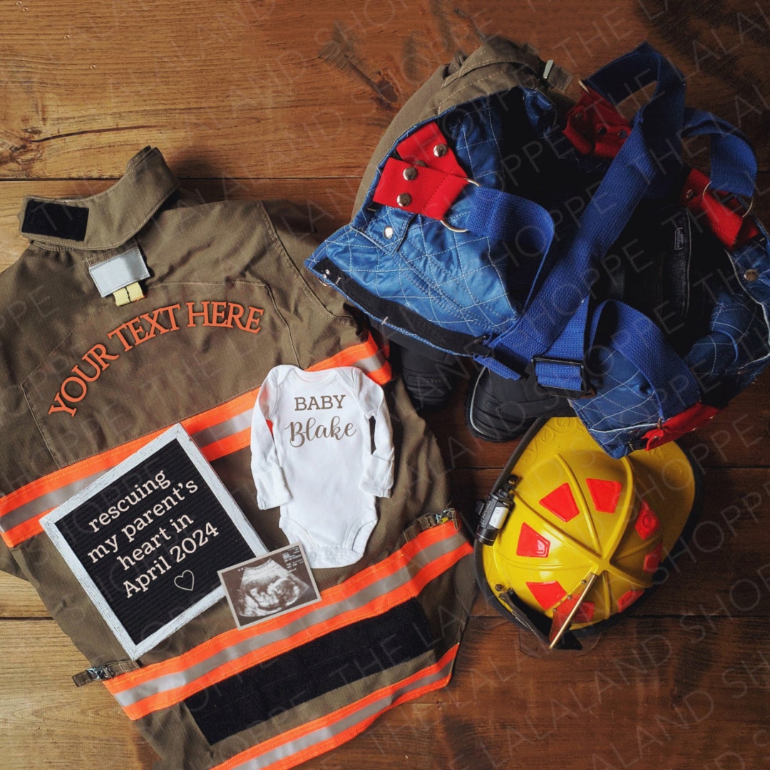 Firefighter Baby Announcement, Gender Neutral, Digital Firefighter ...