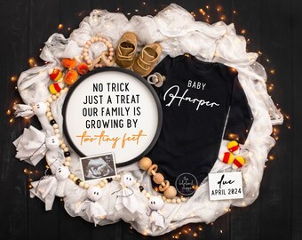 Halloween Pregnancy Announcement Digital Fall Baby Announcement Spooky ...