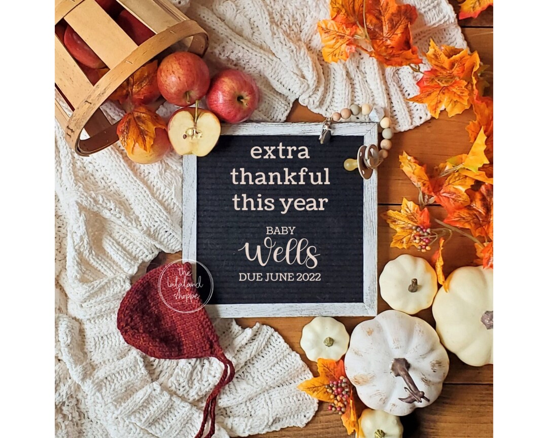 Fall Pregnancy Announcement, Extra Thankful This Year, Gender Neutral ...