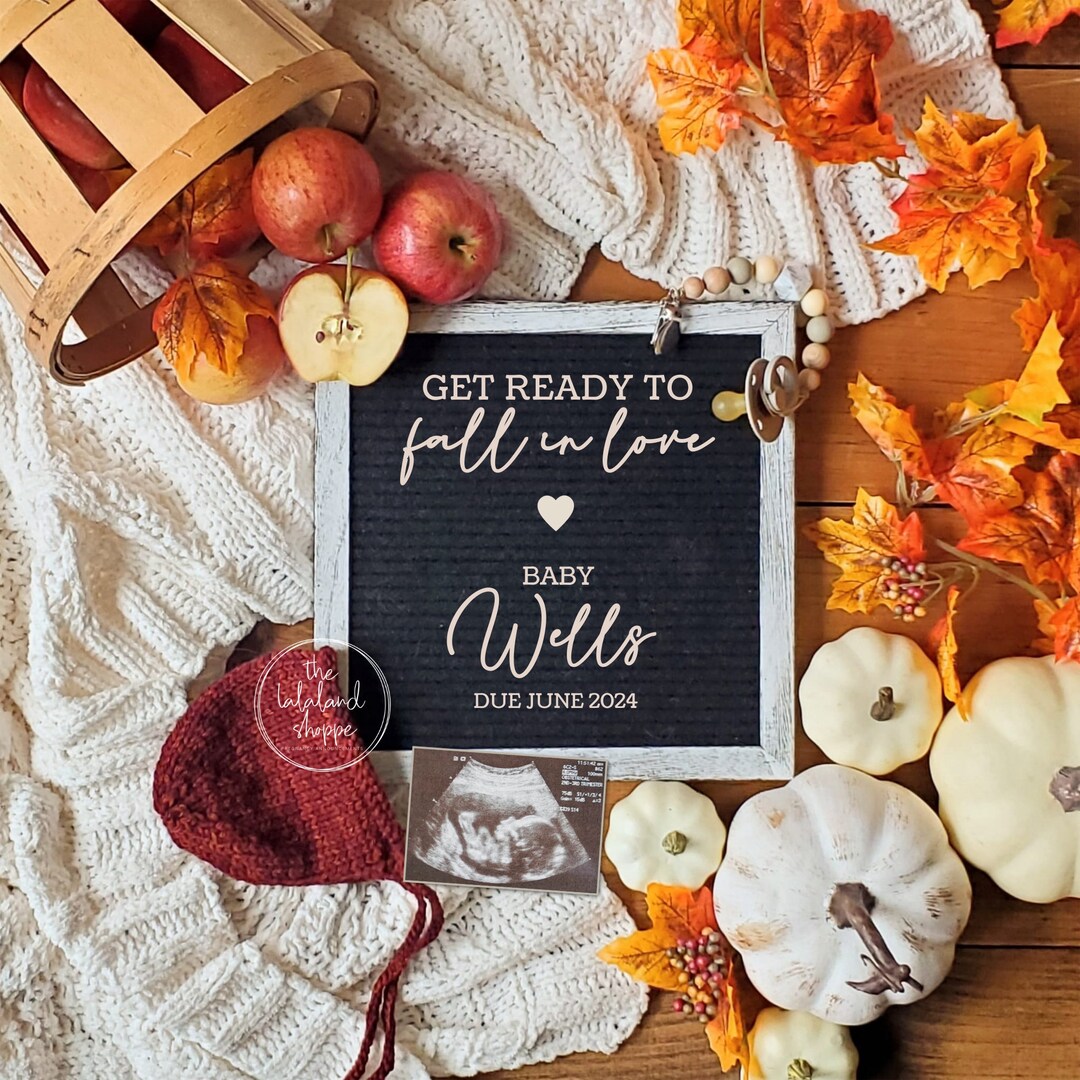 Fall Pregnancy Announcement Digital, Apple Announcement, Gender Neutral ...
