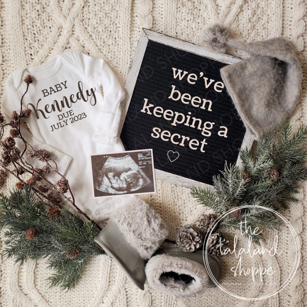Winter Pregnancy Announcement, We've Been Keeping a Secret, Editable ...