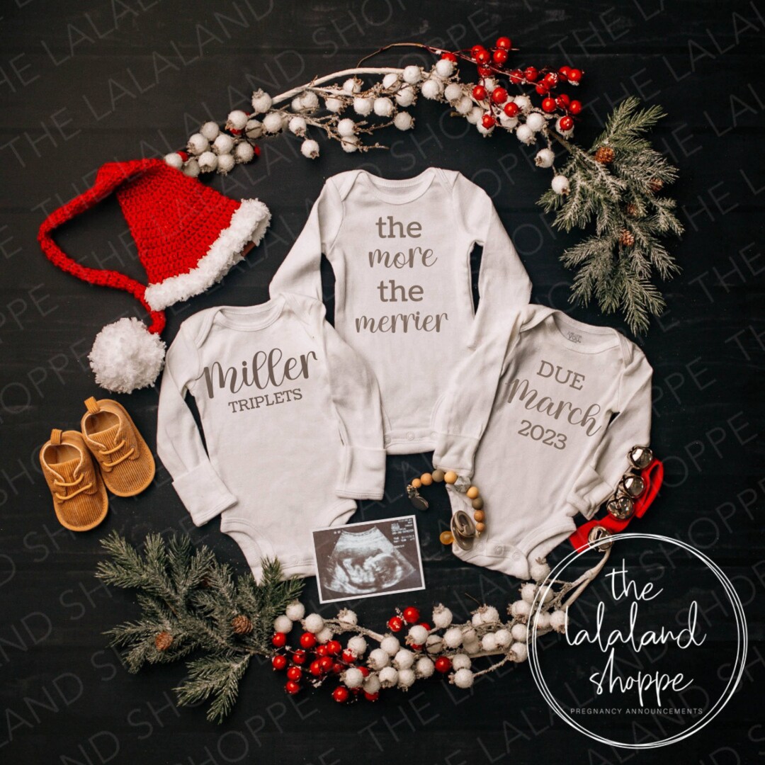 Christmas Triplet Pregnancy Announcement, the More the Merrier, Gender ...