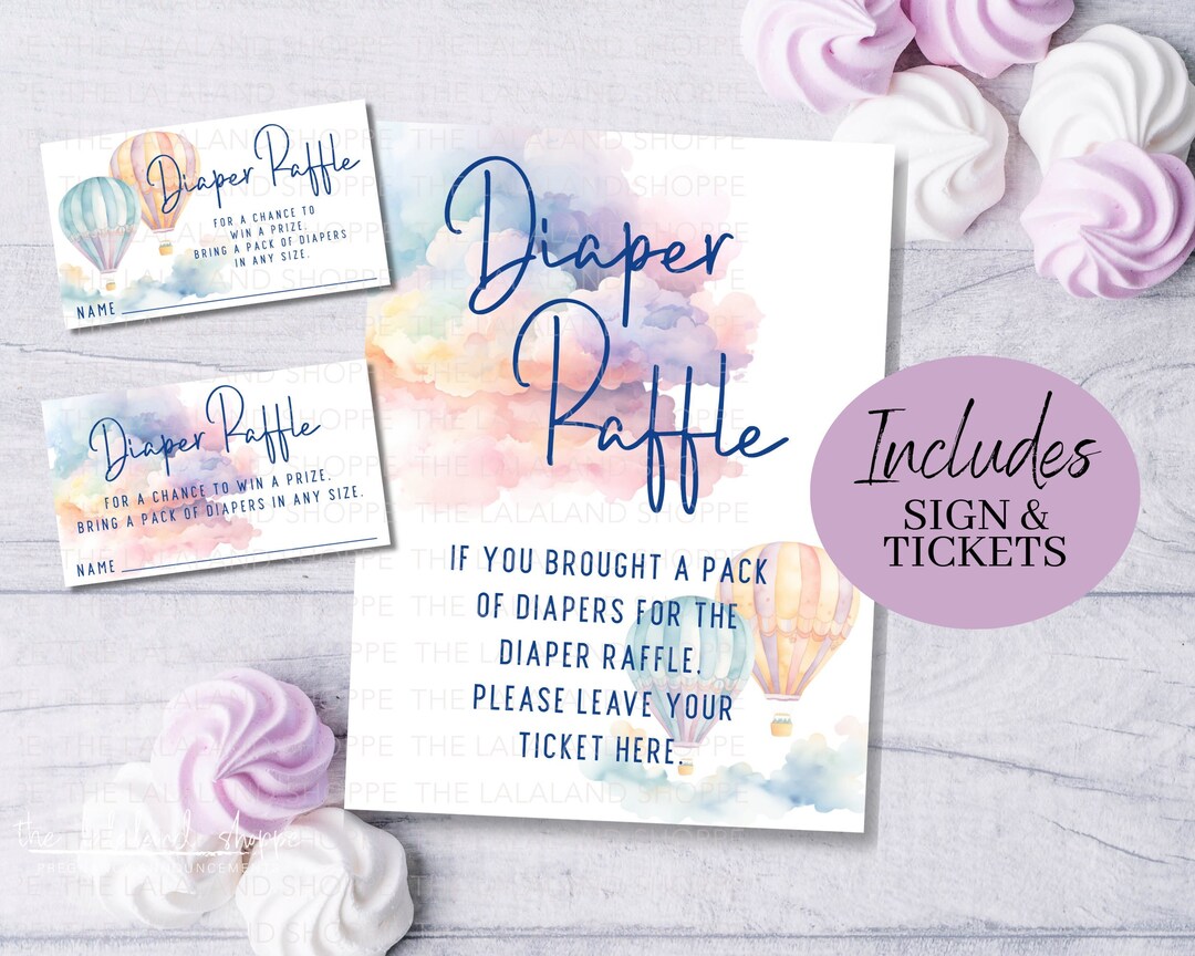 Baby Shower Diaper Raffle Card Printable Baby Shower Hot Air Balloons ...