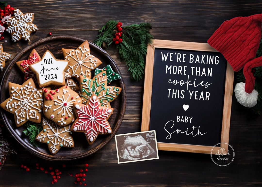 Christmas Cookie Pregnancy Announcement Digital Christmas Baby ...