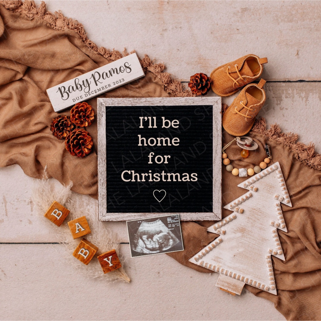 Christmas Pregnancy Announcement Digital December Baby Announcement I ...