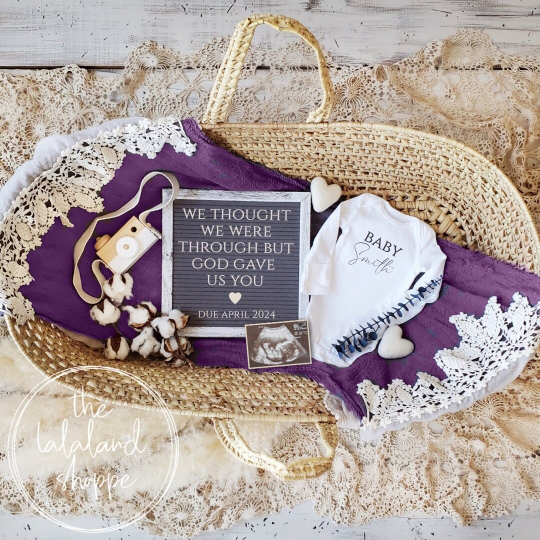 Surprise Pregnancy Announcement, Baby Girl Gender Reveal Purple Custom ...