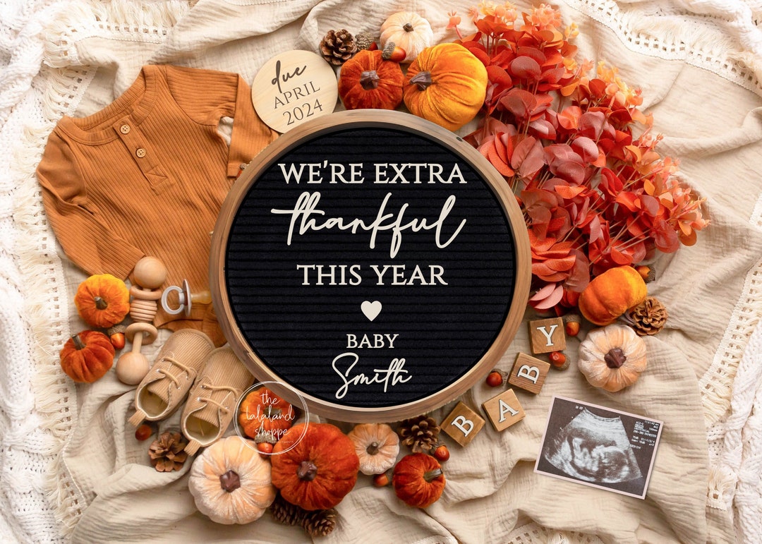 Fall Baby Announcement, Thanksgiving Pregnancy Announcement Extra ...
