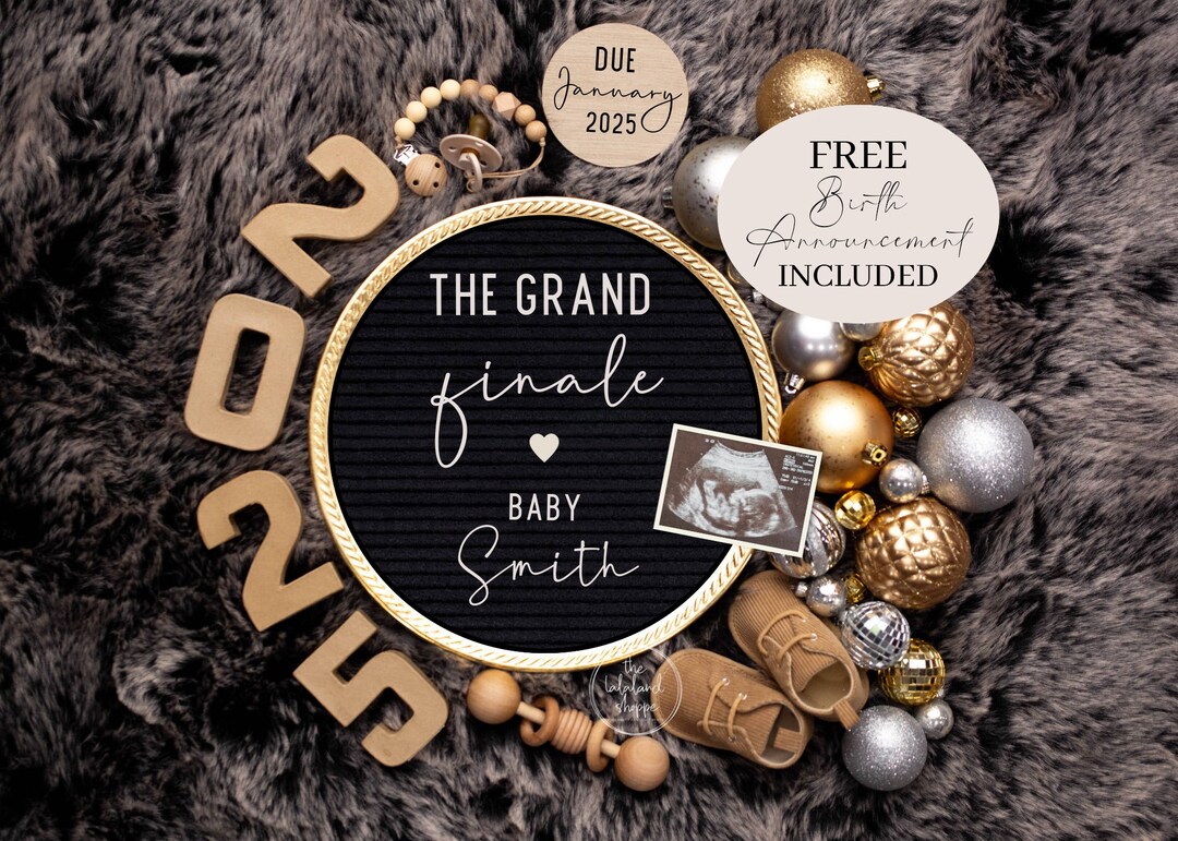 January 2025 New Years Pregnancy Announcement Digital New Year Baby ...