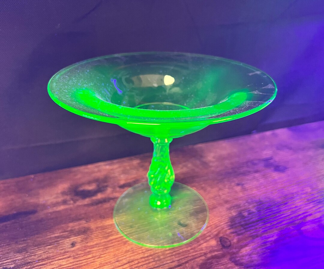 1930's Fostoria Glass Company Twisted Stem Green Compote - Etsy