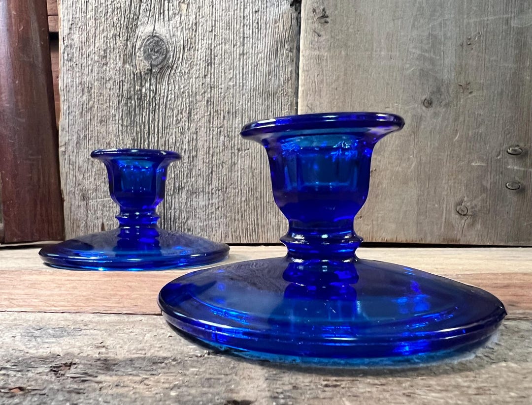 Imperial Glass Colbalt Blue Candle Sticks Set of 2 2-1/2 Tall - Etsy