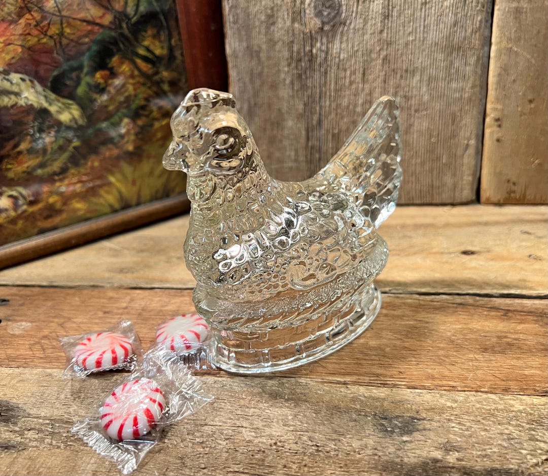 1940s Clear Glass Hen Candy Container - JH Millstein Company - Etsy