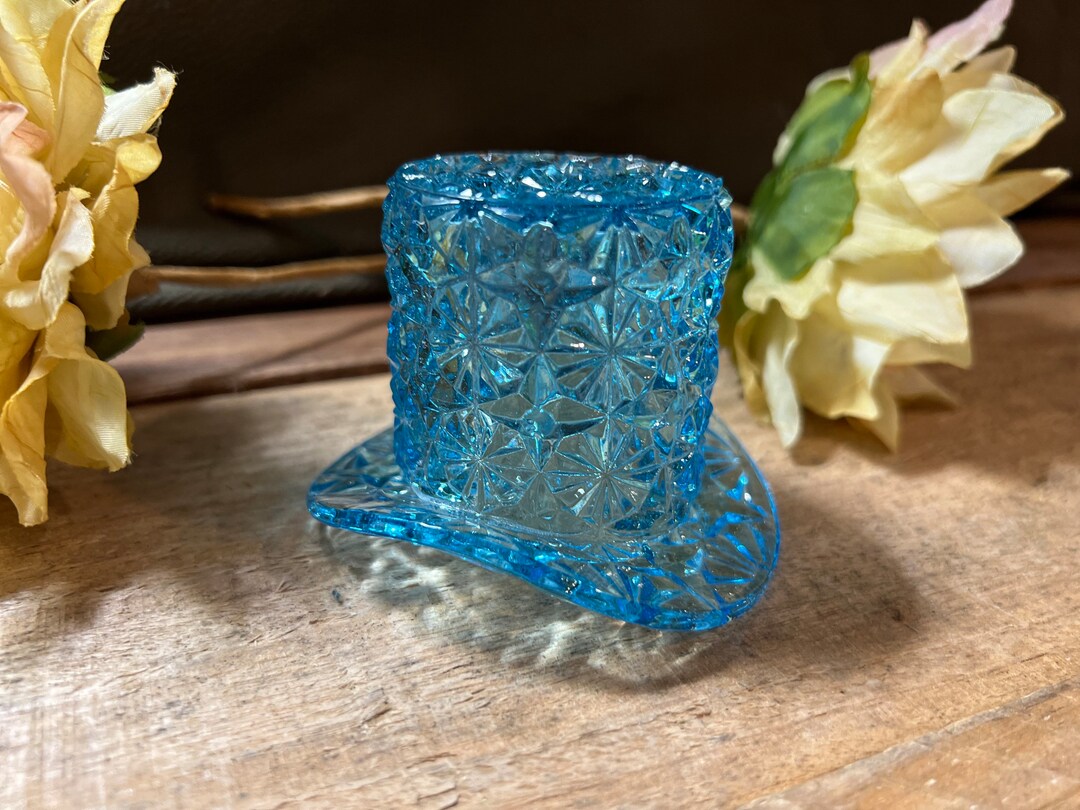 Blue Glass Daisy & Button Top Hat - Etsy