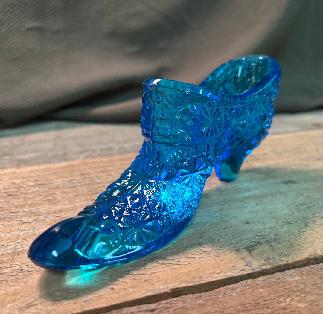 Daisy and Button Colonial Blue Glass Slipper / Shoe - Etsy
