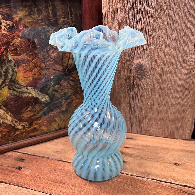 Fenton Blue Glass Vases - Etsy