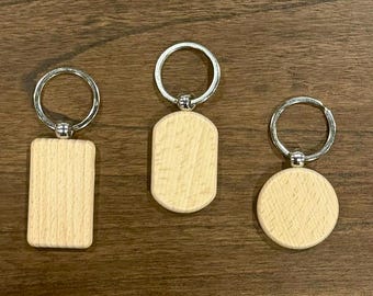 Laser Engraved Wooden Keychain With Leather Strap - Etsy